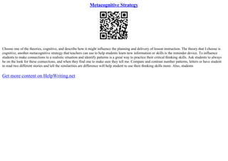 How To Write A Metacognitive Reflection | PDF