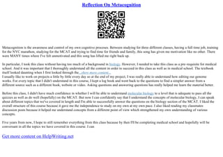 How To Write A Metacognitive Reflection | PDF