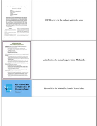 How To Write A Methods Section Of A Research Paper | PDF