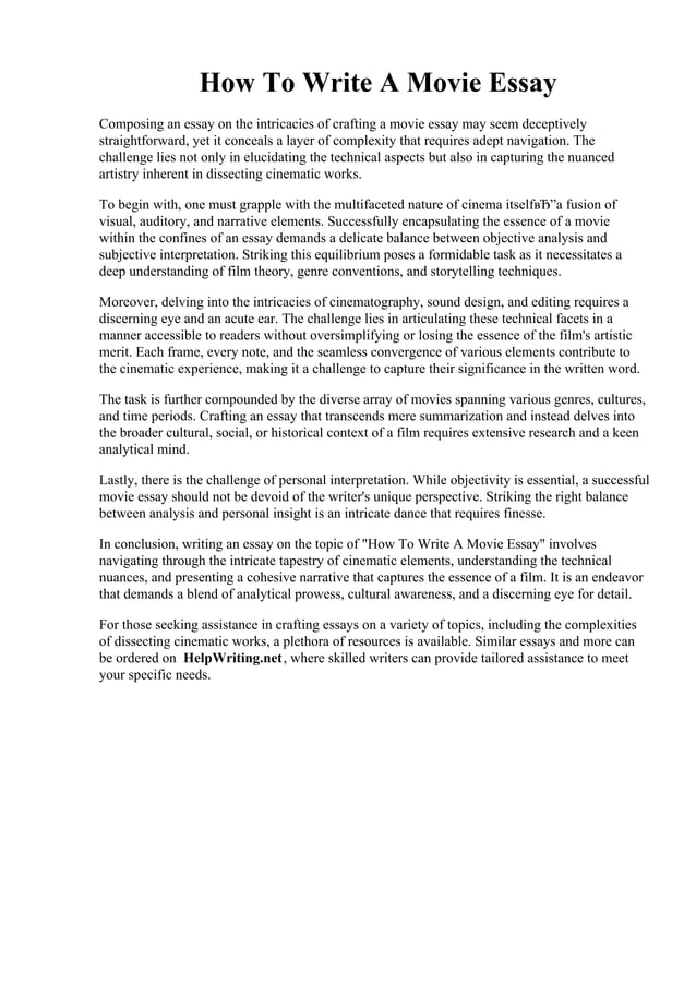 How To Write A Movie Essay.pdfHow To Write A Movie Essay. 011 Movie ...