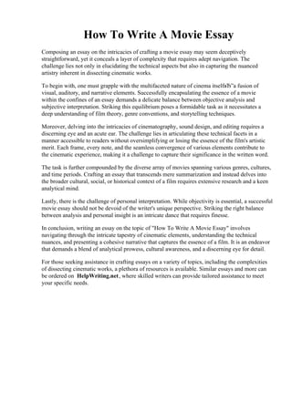 How To Write A Movie Essay.pdfHow To Write A Movie Essay. 011 Movie ...