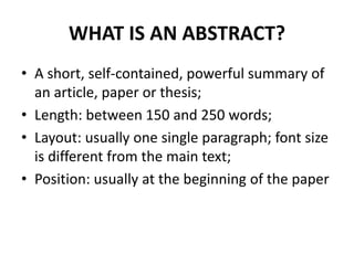 HOW TO WRITE AN ABSTRACT | PPTX