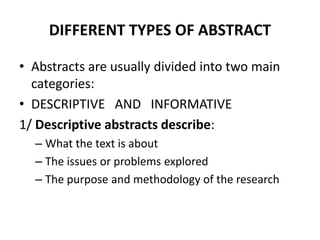 HOW TO WRITE AN ABSTRACT | PPTX