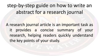How to write an abstract Research | PPTX