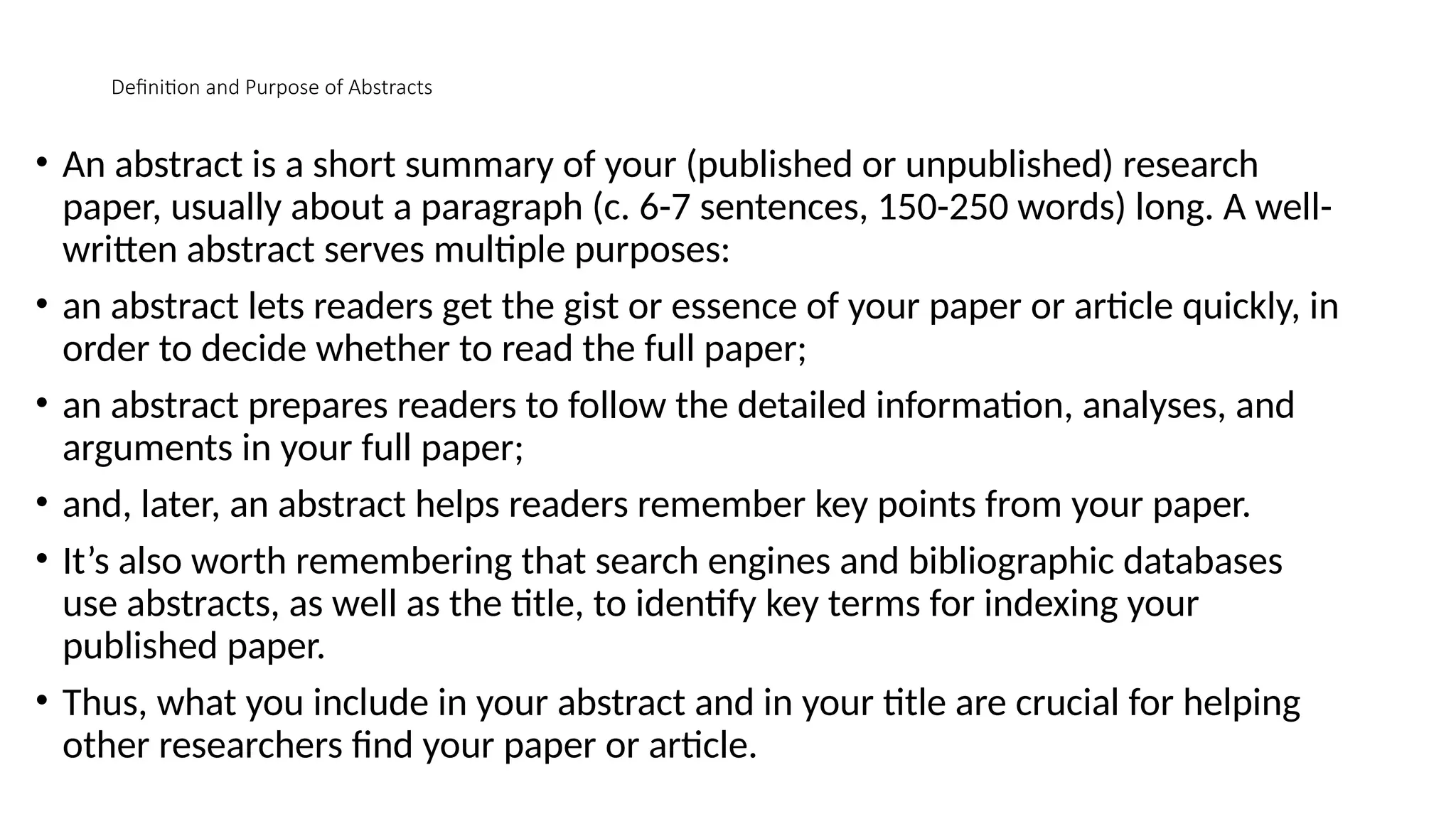HOW TO WRITE AN ABSTRACT - SCIENTIFIC RESEARCH | PPT