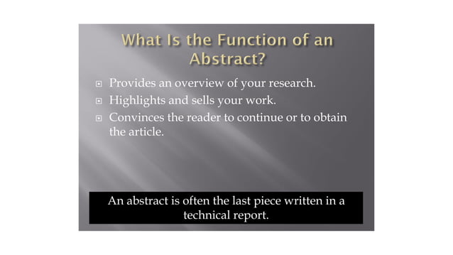 HOW TO WRITE AN ABSTRACT - SCIENTIFIC RESEARCH | PPT