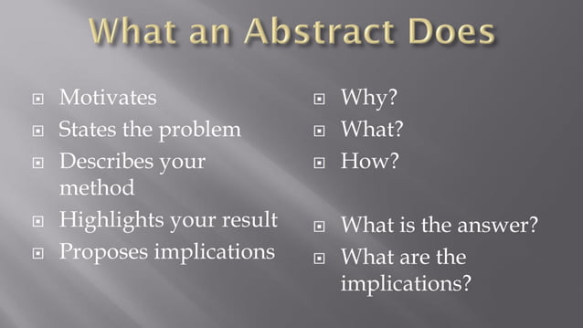 HOW TO WRITE AN ABSTRACT - SCIENTIFIC RESEARCH | PPT