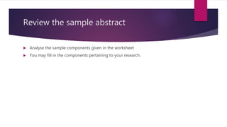 How to write an abstract for a research paper | PPT