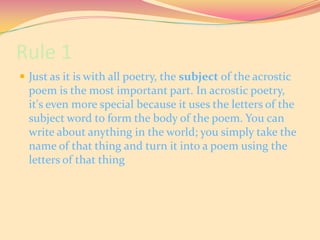 How to write an acrostic poem | PPTX