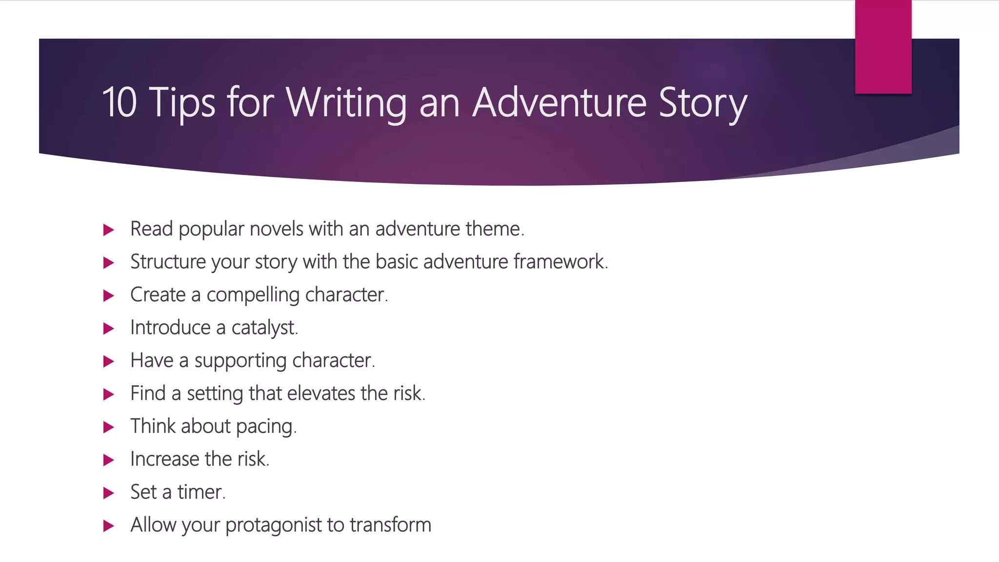 How to write an adventure story | PPTX