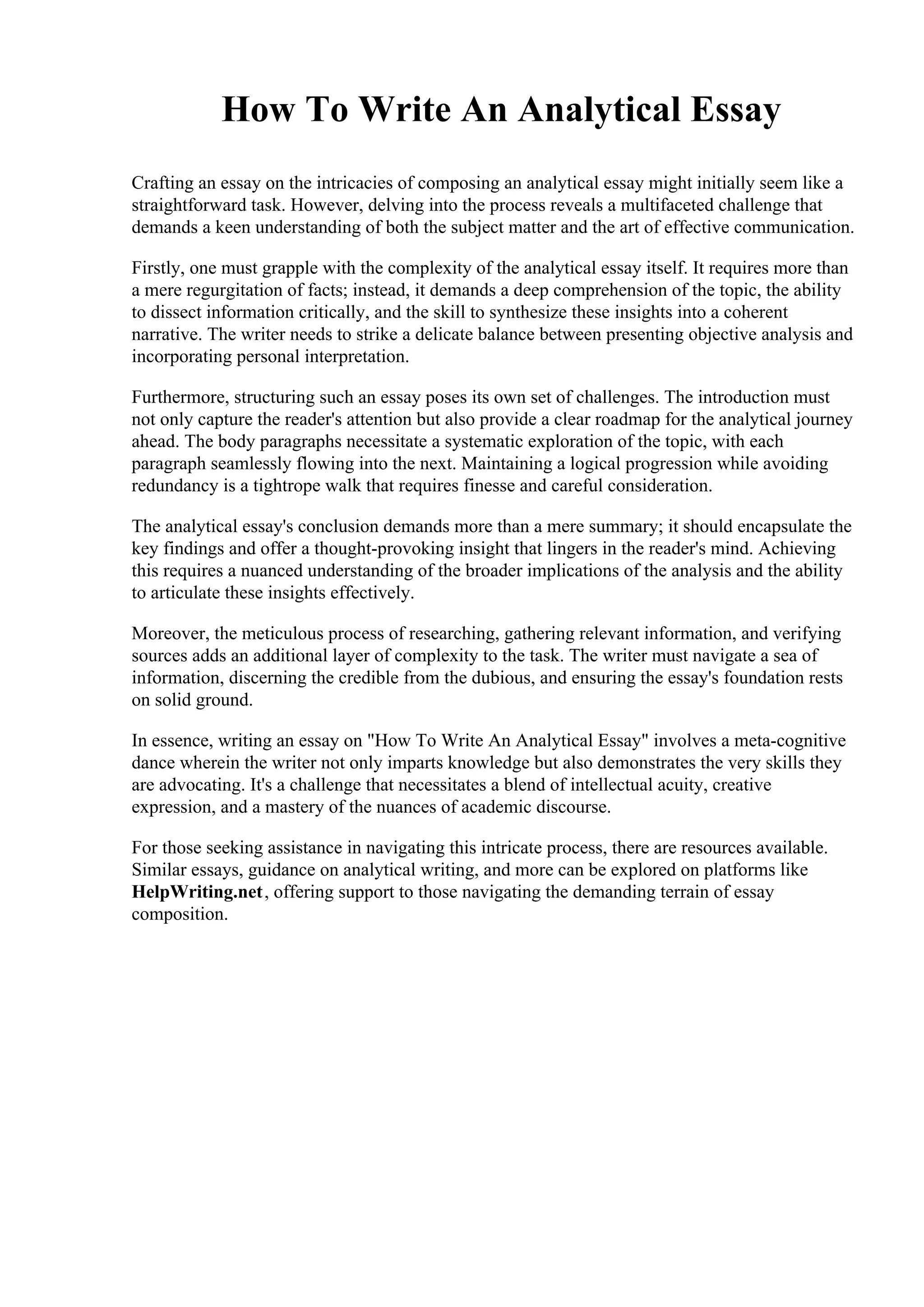 How To Write An Analytical Essay | PDF | Homework and Study | Education