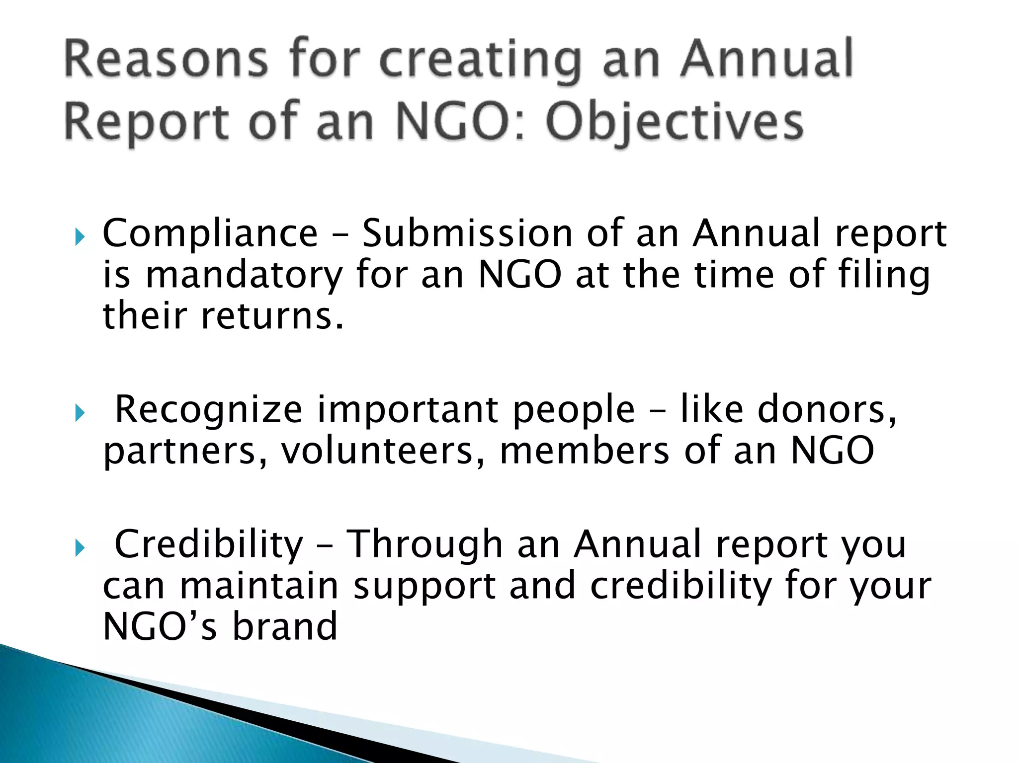 How to write an Annual Report for an NGO | PPTX