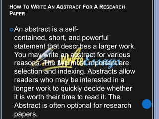 How to write an apa abstract | PPTX