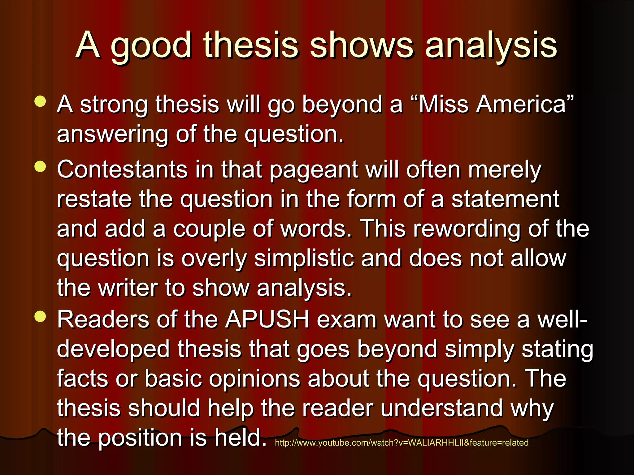 How to write an apush thesis 1 | PPT