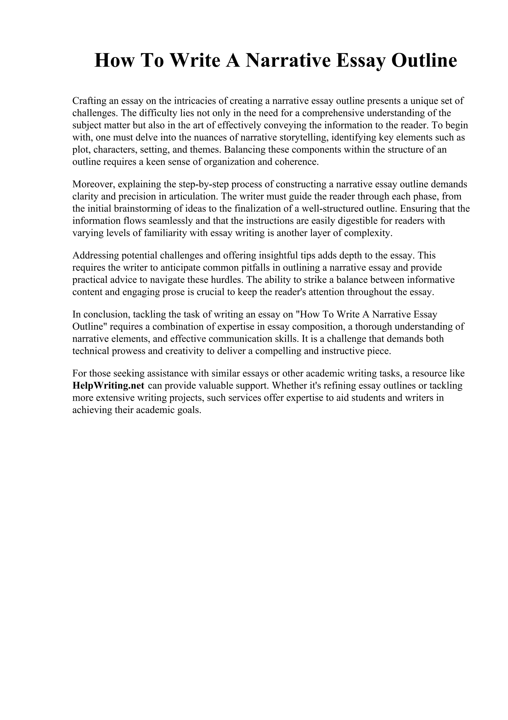 How To Write A Narrative Essay Outline | PDF | Screenwriting | Content ...