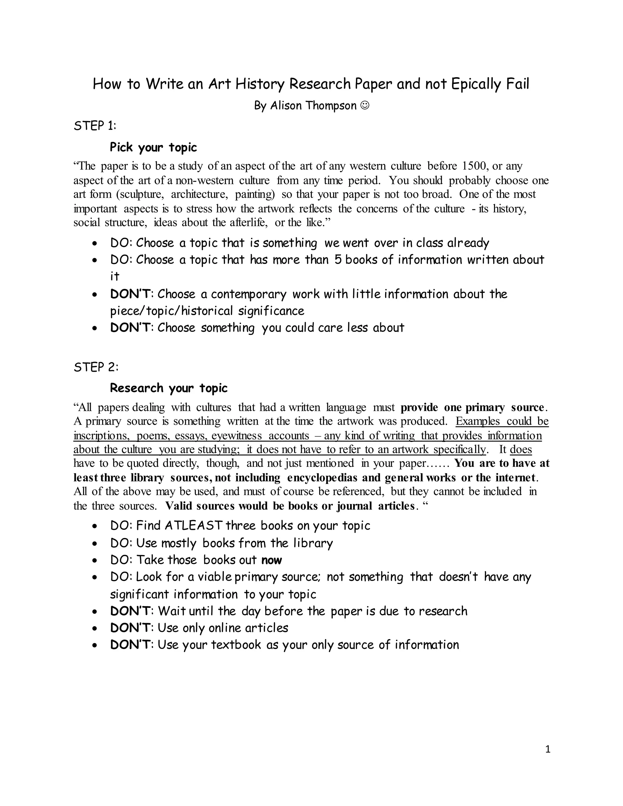 How to write an art history research paper and not epically fail | DOCX