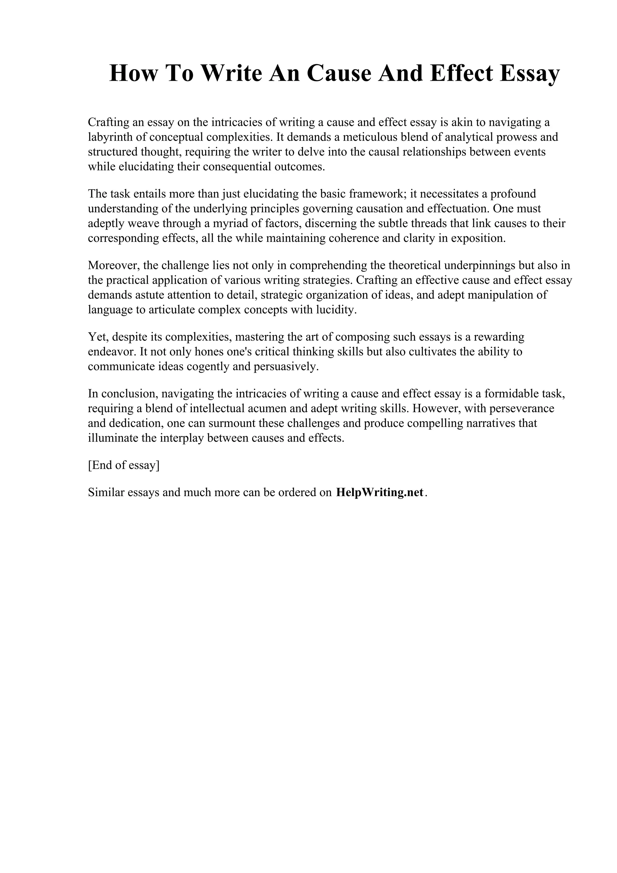 How To Write An Cause And Effect Essay | PDF