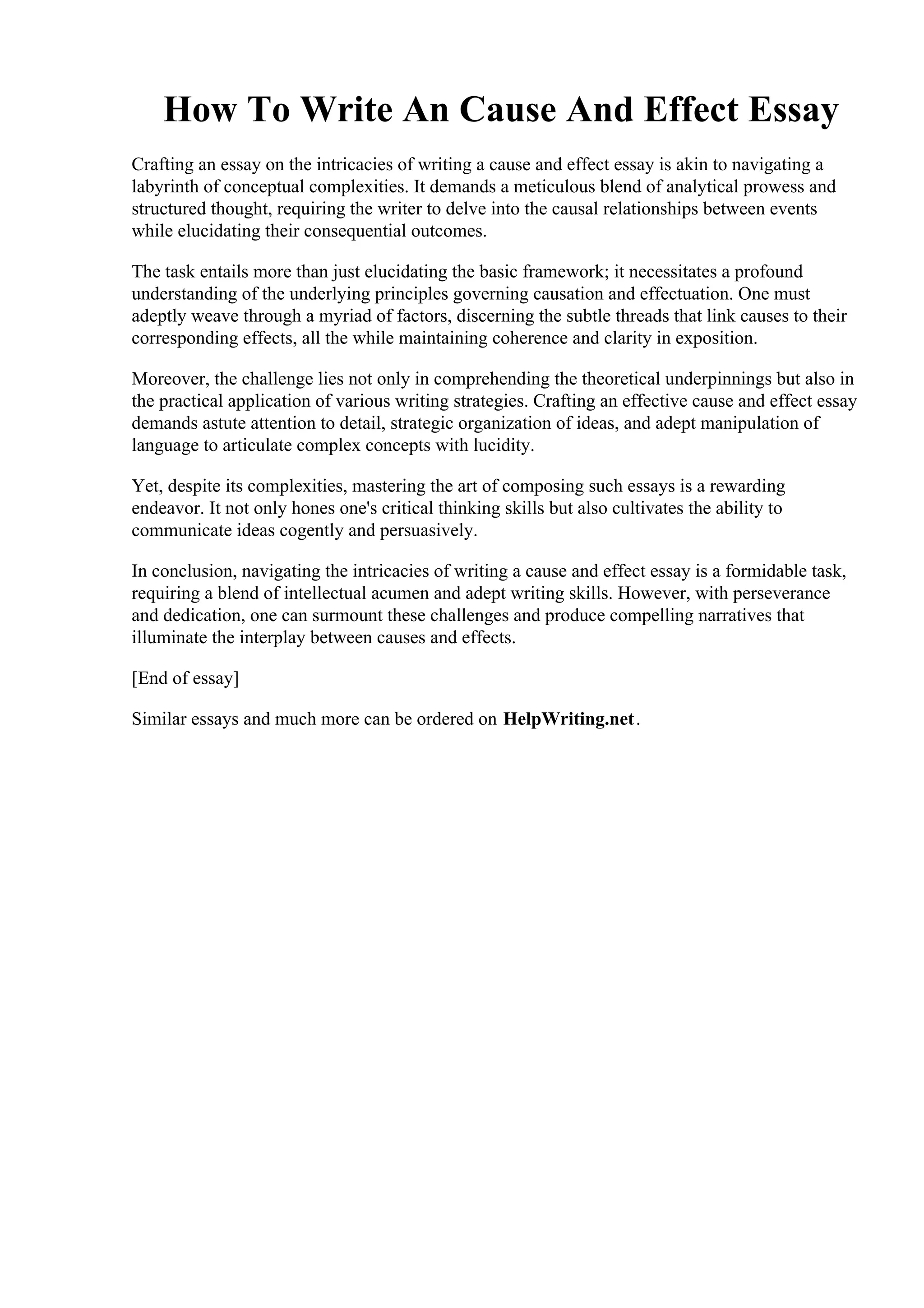 How To Write An Cause And Effect Essay | PDF