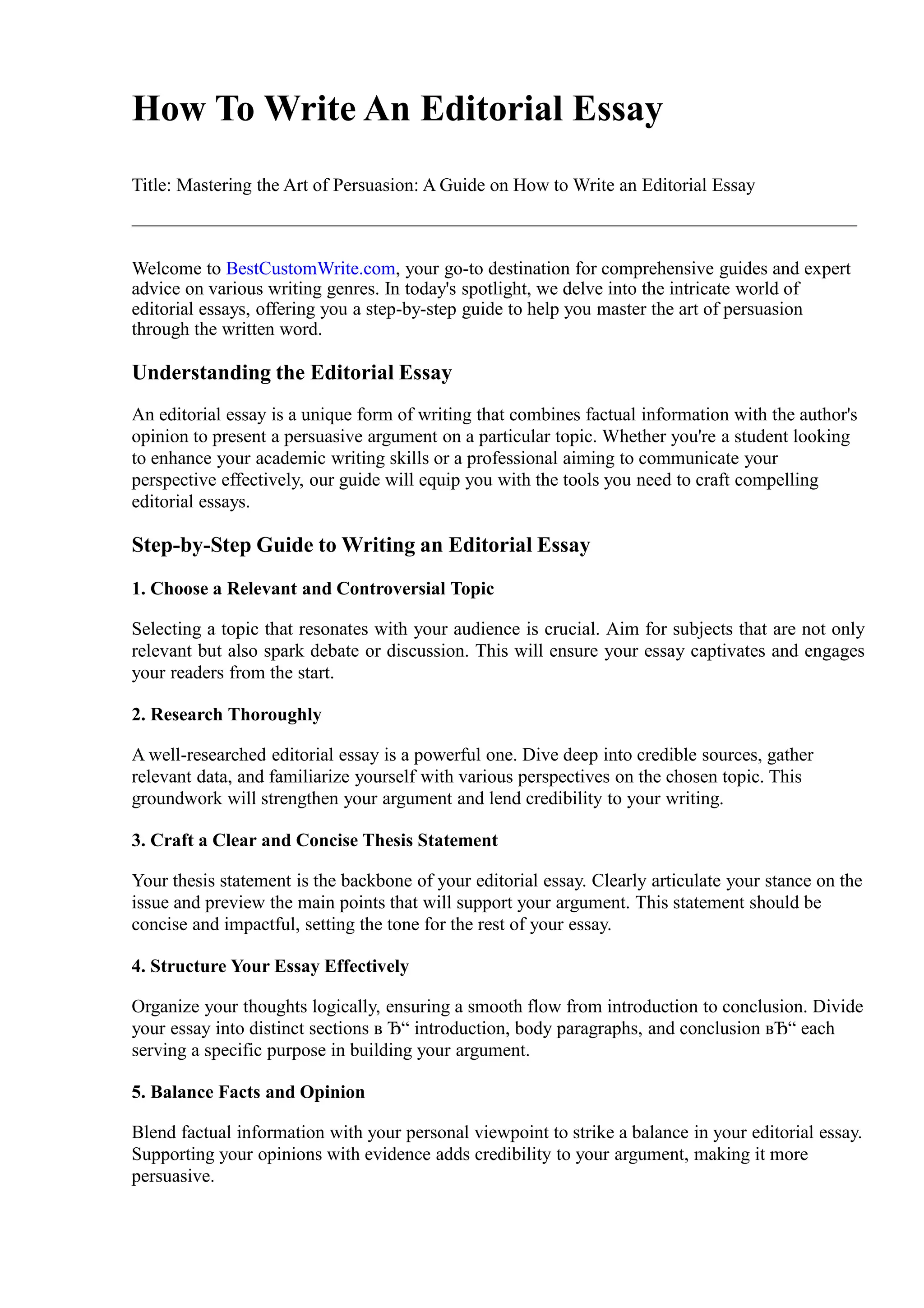 How To Write An Editorial Essay | PPT