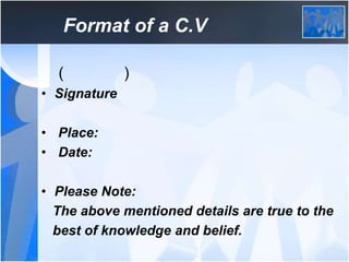 How to write an effective c.v | PPT