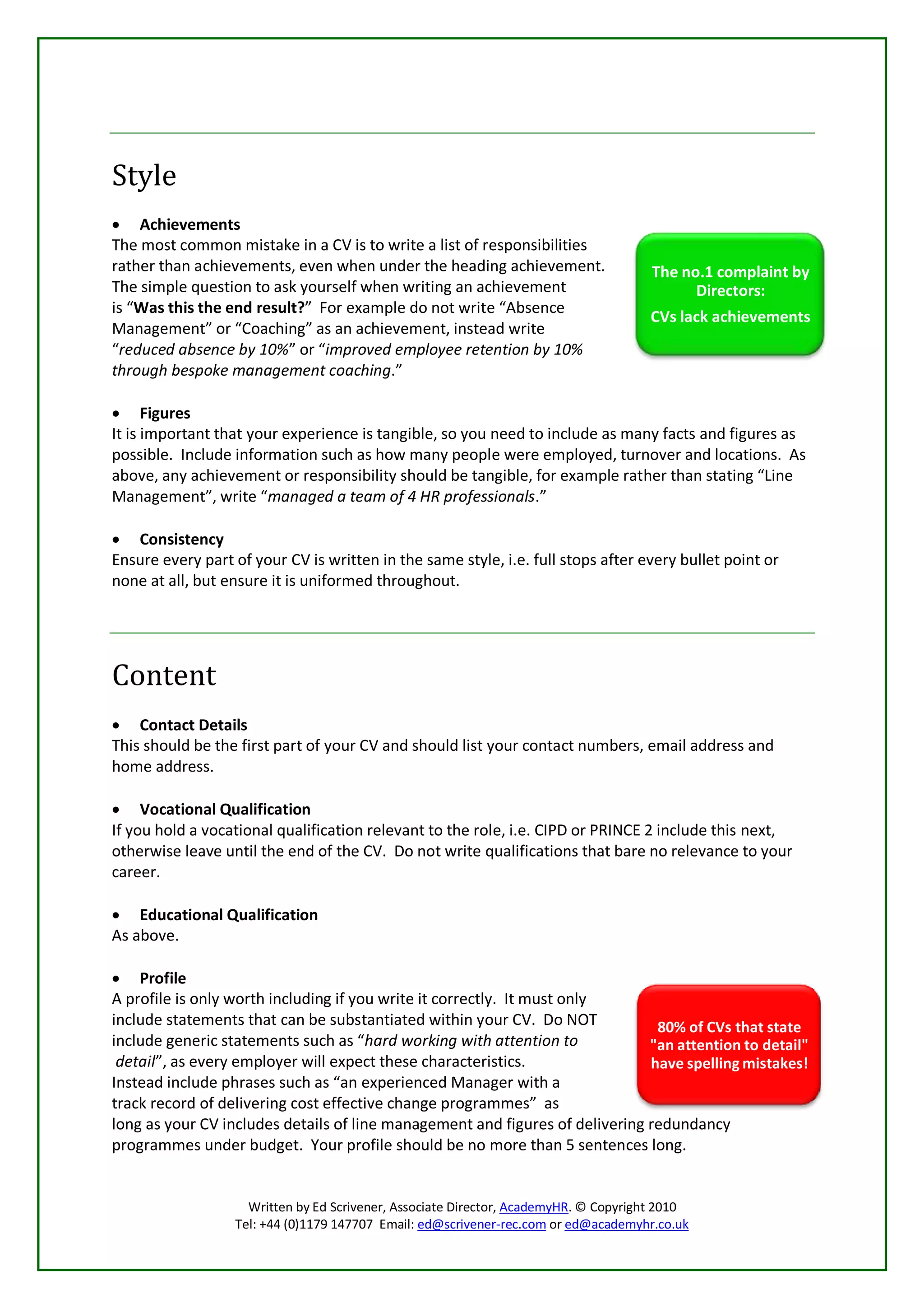 How To Write An Effective CV | PDF