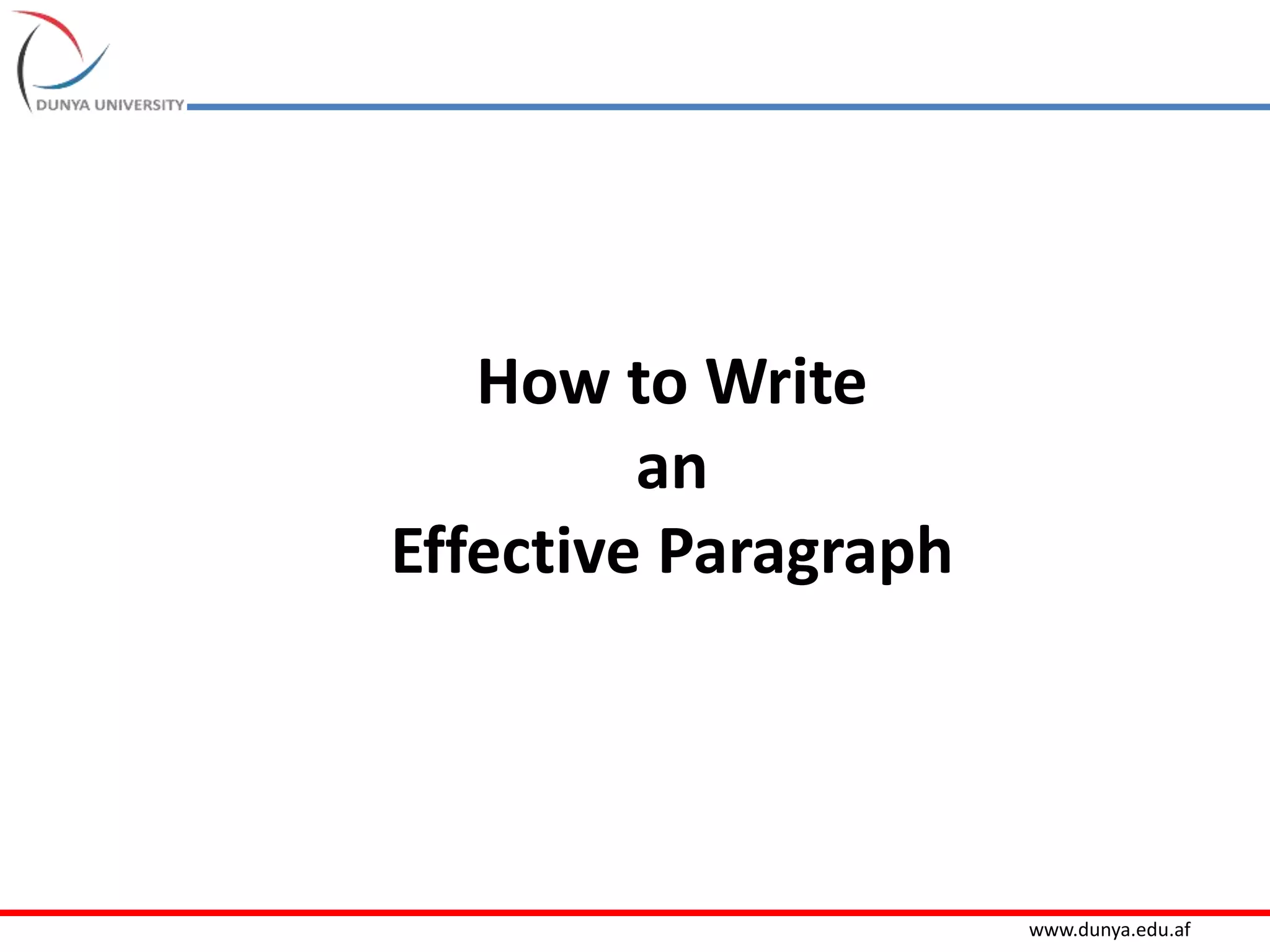 How to write an effective paragraph | PPTX