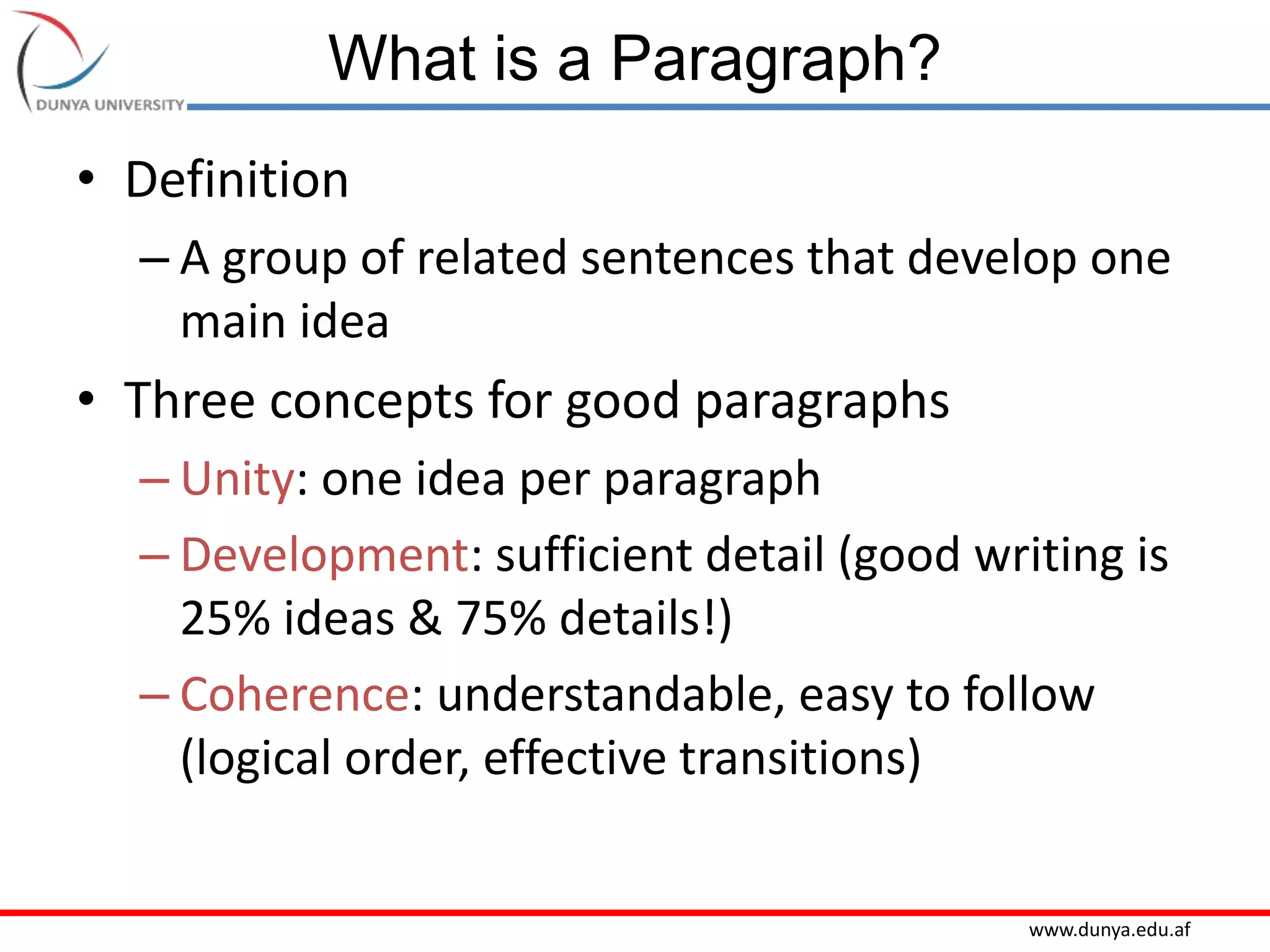 How to write an effective paragraph | PPTX