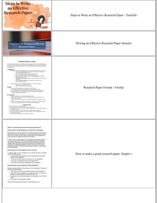 How To Write An Effective Research Paper | PDF