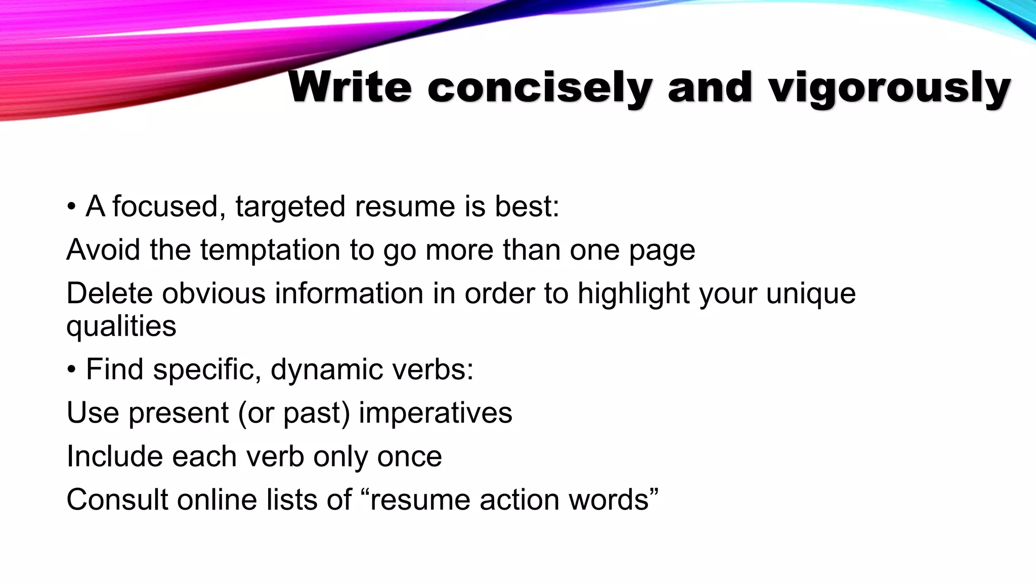 writing an effective resume and application letter | PPTX