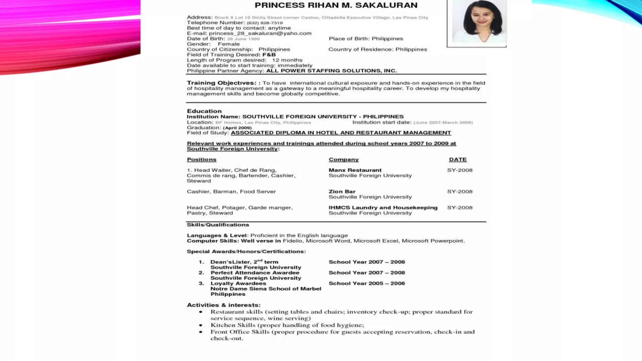 writing an effective resume and application letter | PPTX