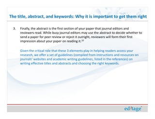 How to write an effective title and abstract and choose appropriate ...