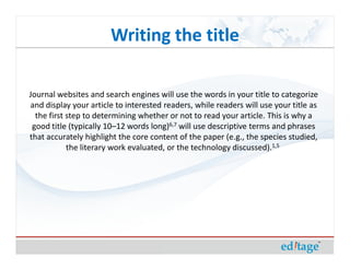 How to write an effective title and abstract and choose appropriate ...