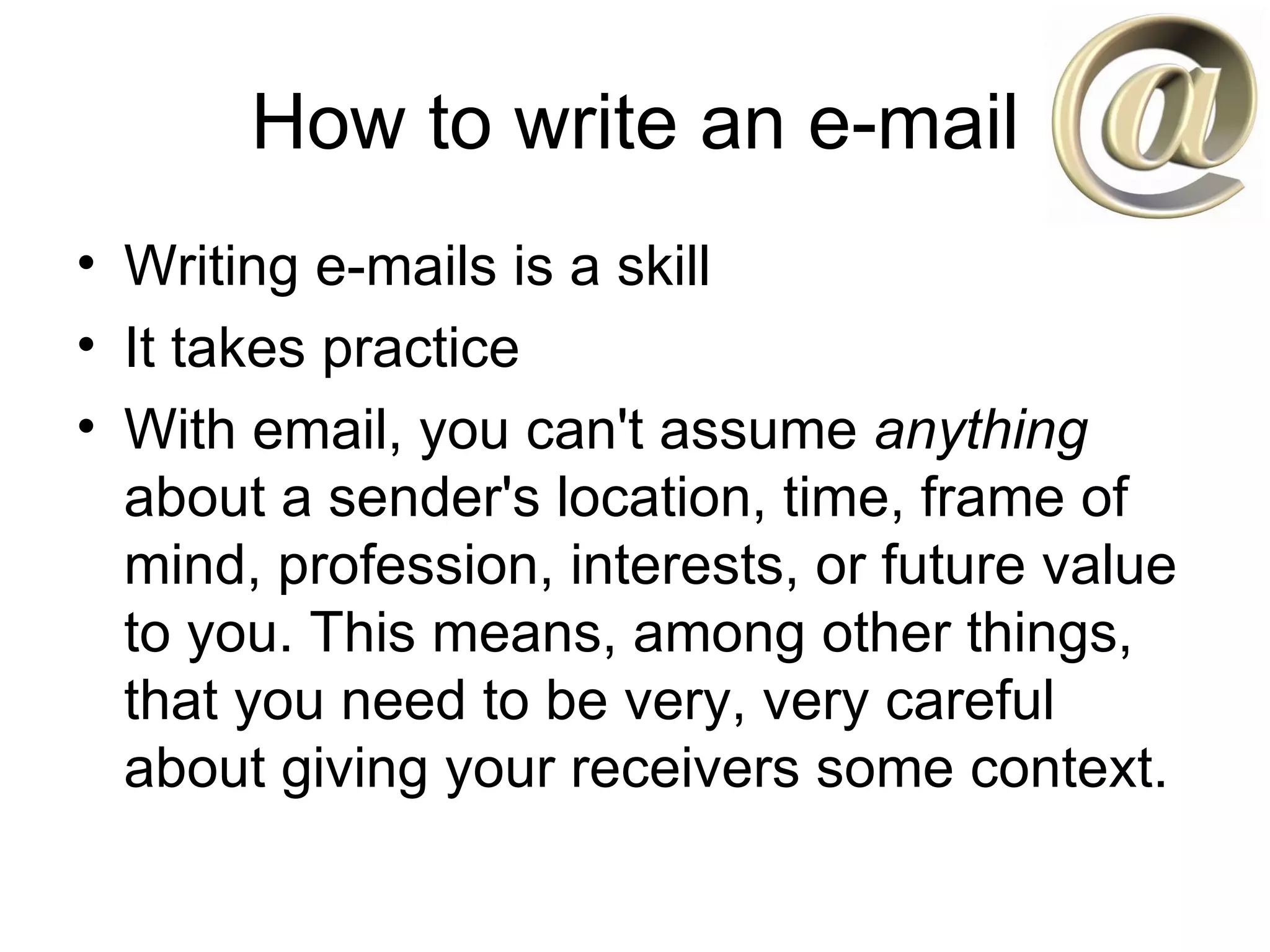 How to write an e-mail | PPT