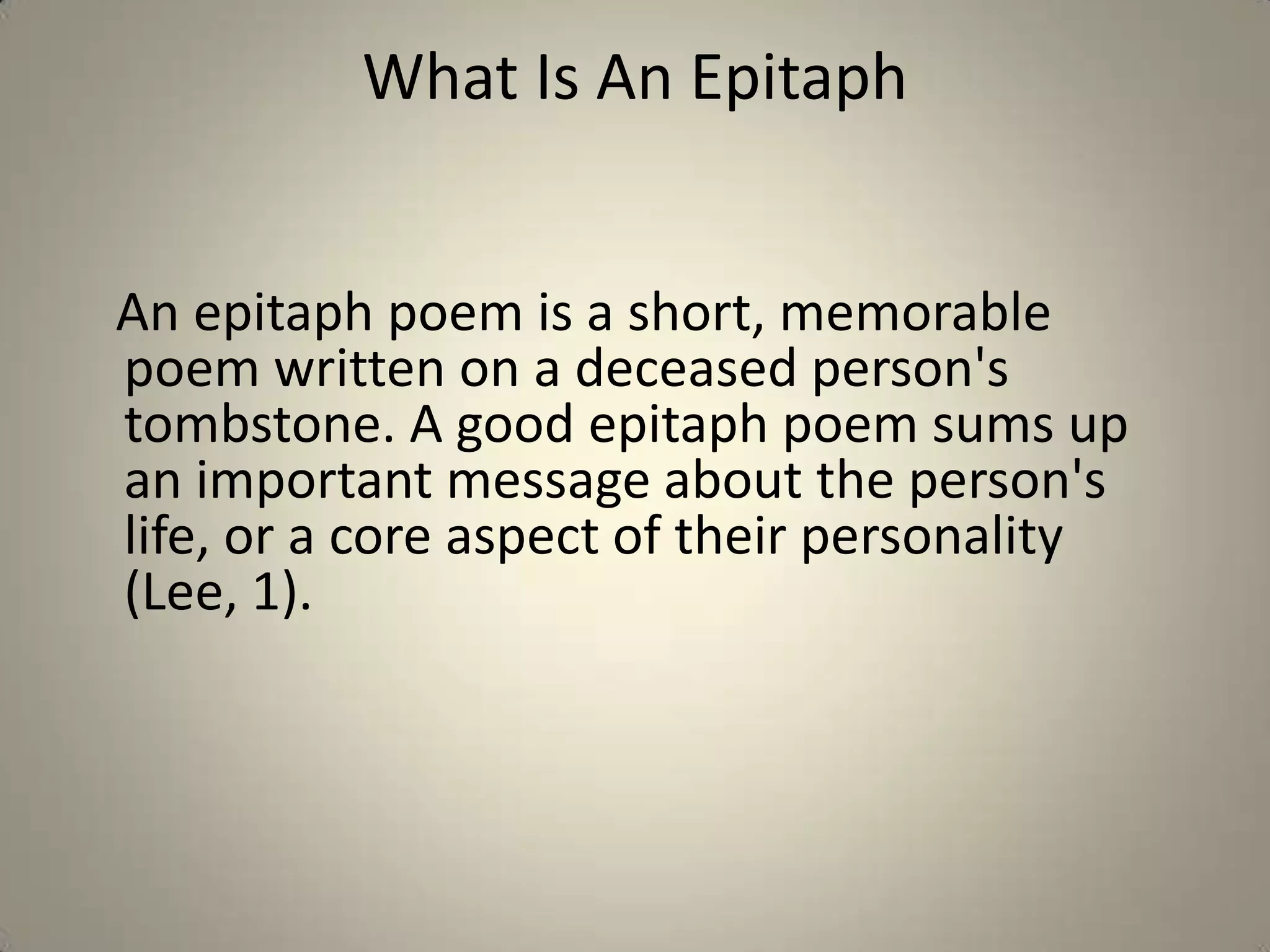 How to write an epitaph poem | PPTX