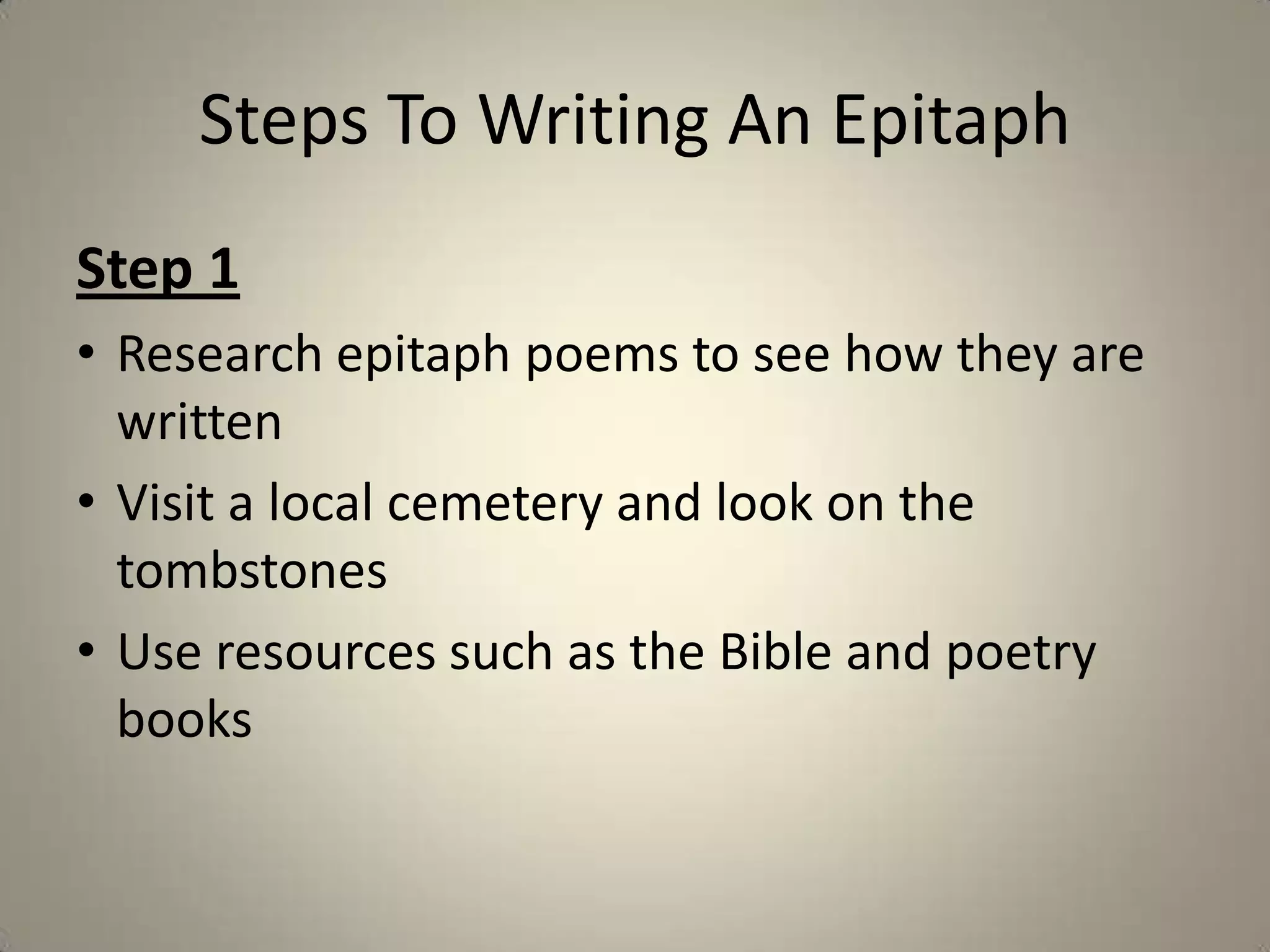 How to write an epitaph poem | PPT