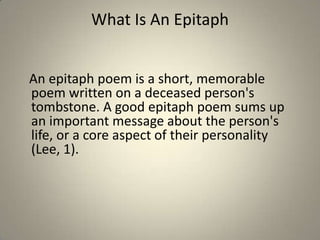 How to write an epitaph poem | PPT