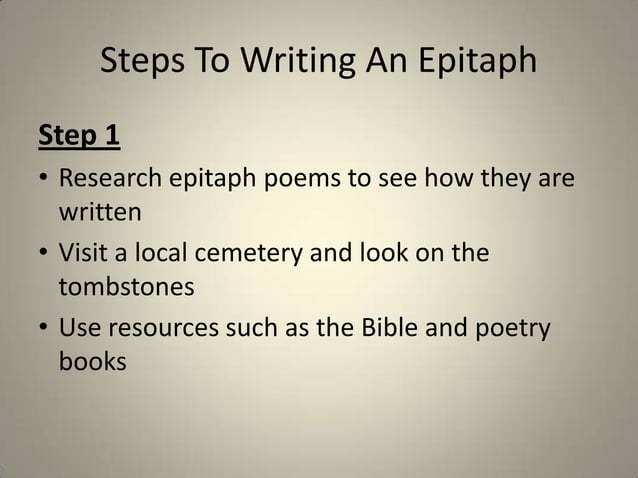 How to write an epitaph poem | PPT