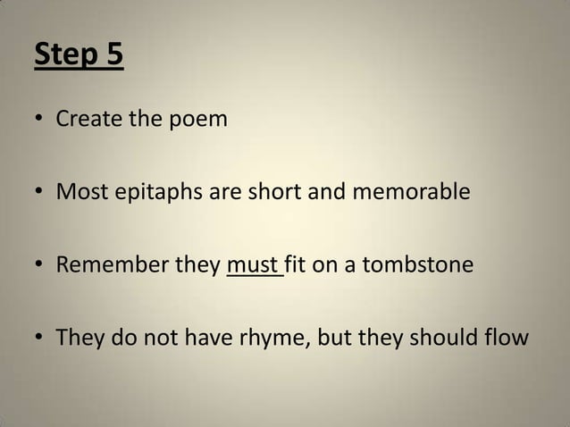 How to write an epitaph poem | PPT