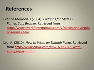 How to write an epitaph poem | PPT