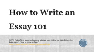 How to Write an Essay 101 | PPT