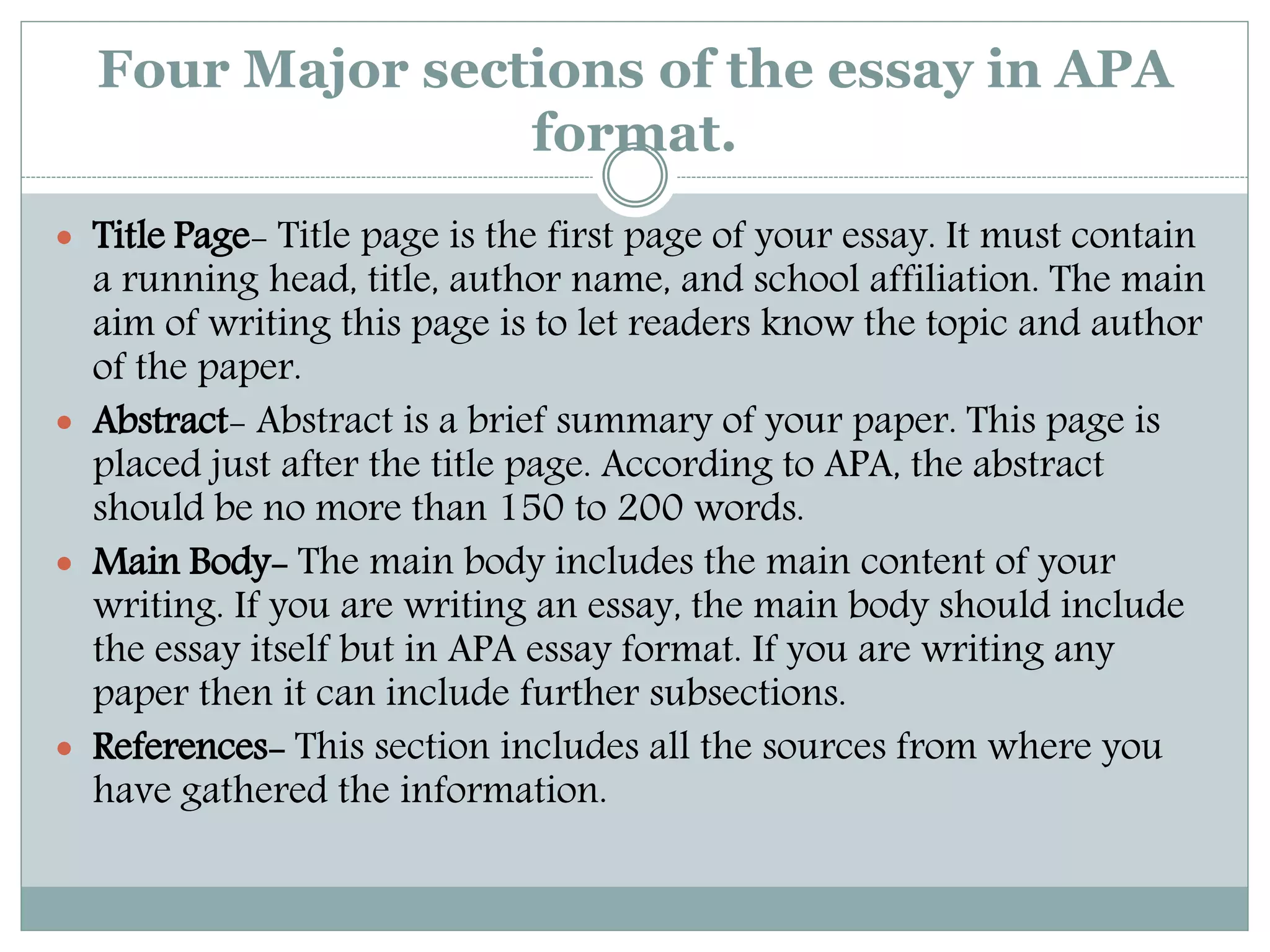 How to write an essay in apa format | PPT