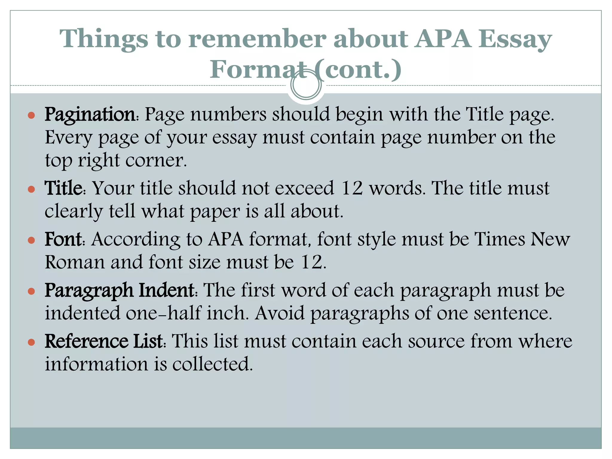 How to write an essay in apa format | PPT