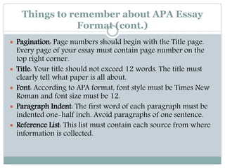 How to write an essay in apa format | PPT