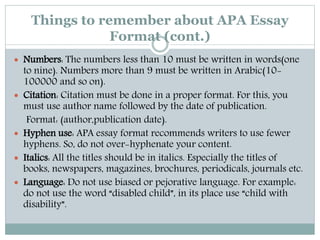 How to write an essay in apa format | PPT
