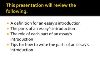 How to write an essay introduction presentation | PPTX