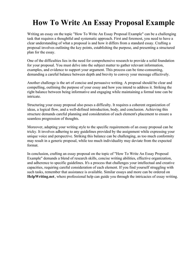 How To Write An Essay Proposal Example | PDF