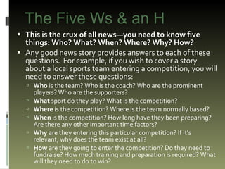 How To Write a News Story | PPT | Sports