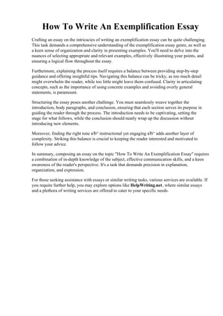 How To Write An Exemplification Essay. How to write an exemplification ...