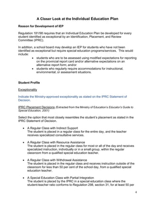 How to write an Individual Education Plan | PDF | Educational ...