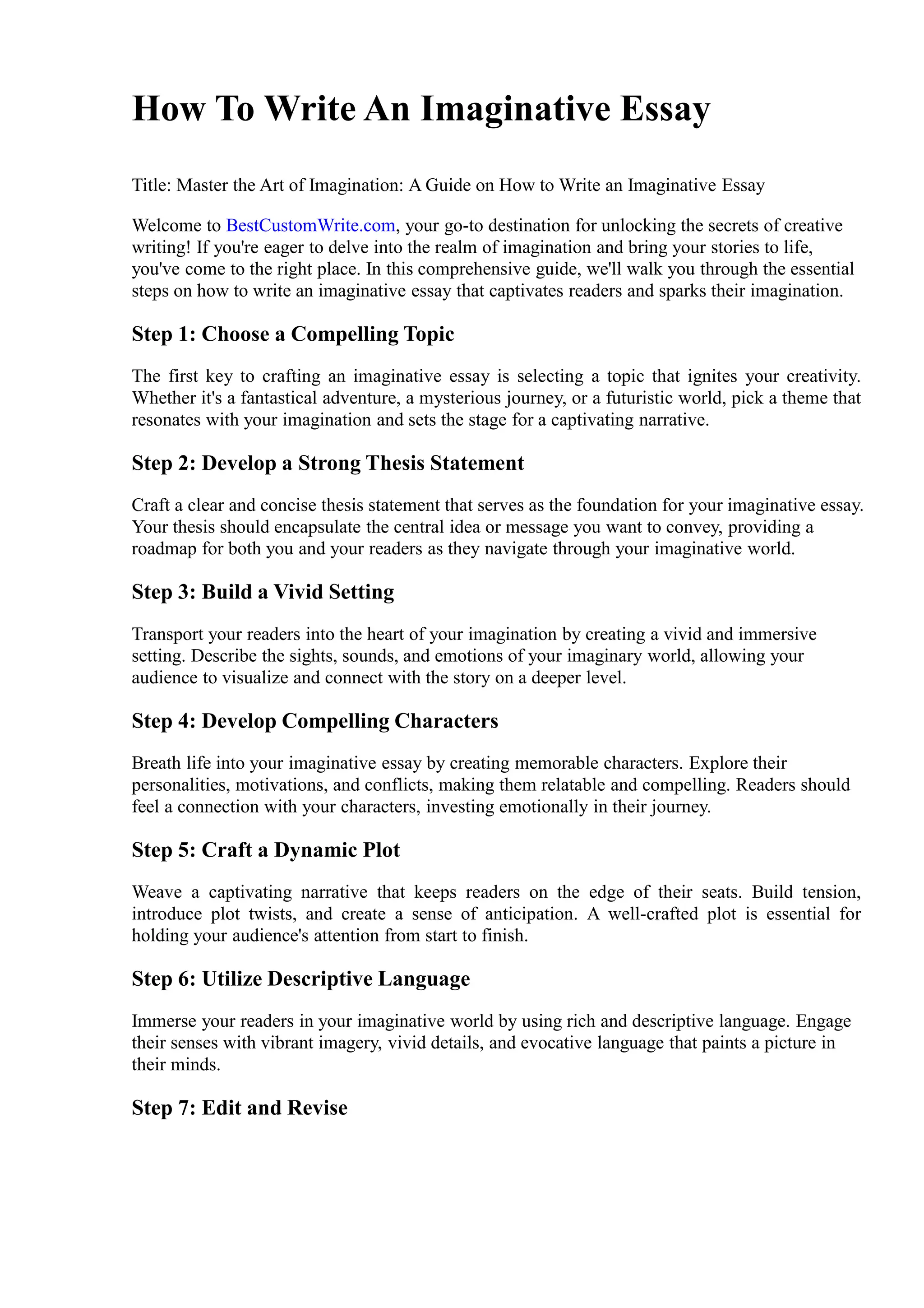 How To Write An Imaginative Essay | PPT